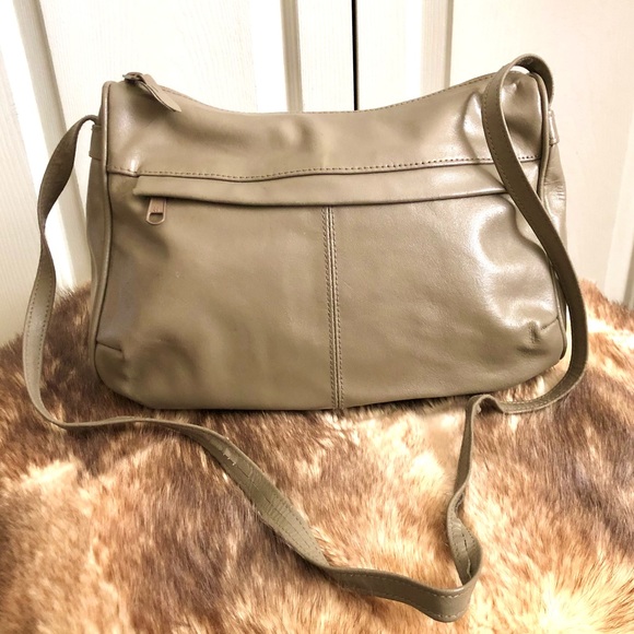 Bags | Vintage Crossover Lined Beige Leather Bag | Poshmark
